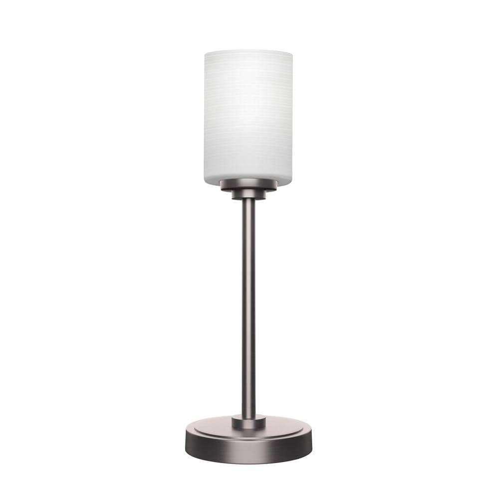 Quincy 17.5 in. Graphite Accent Lamp with White Matrix Glass Shade ...