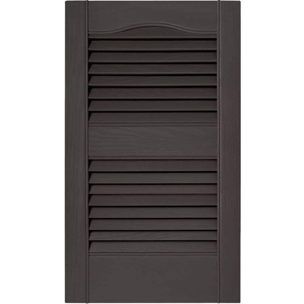 Builders Edge 15 in. x 25 in. Louvered Vinyl Exterior Shutters Pair in ...