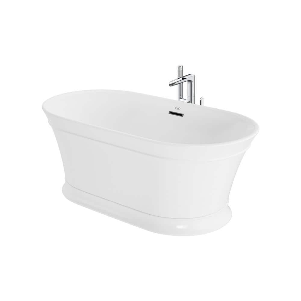 SERAFINA 59 in. x 31.5 in. Soaking Bathtub and Center Drain in White ...
