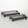 SULLIVANS 18 in. And 15.75 in. Black Wood Riser Tray Set of 2 N2982 ...