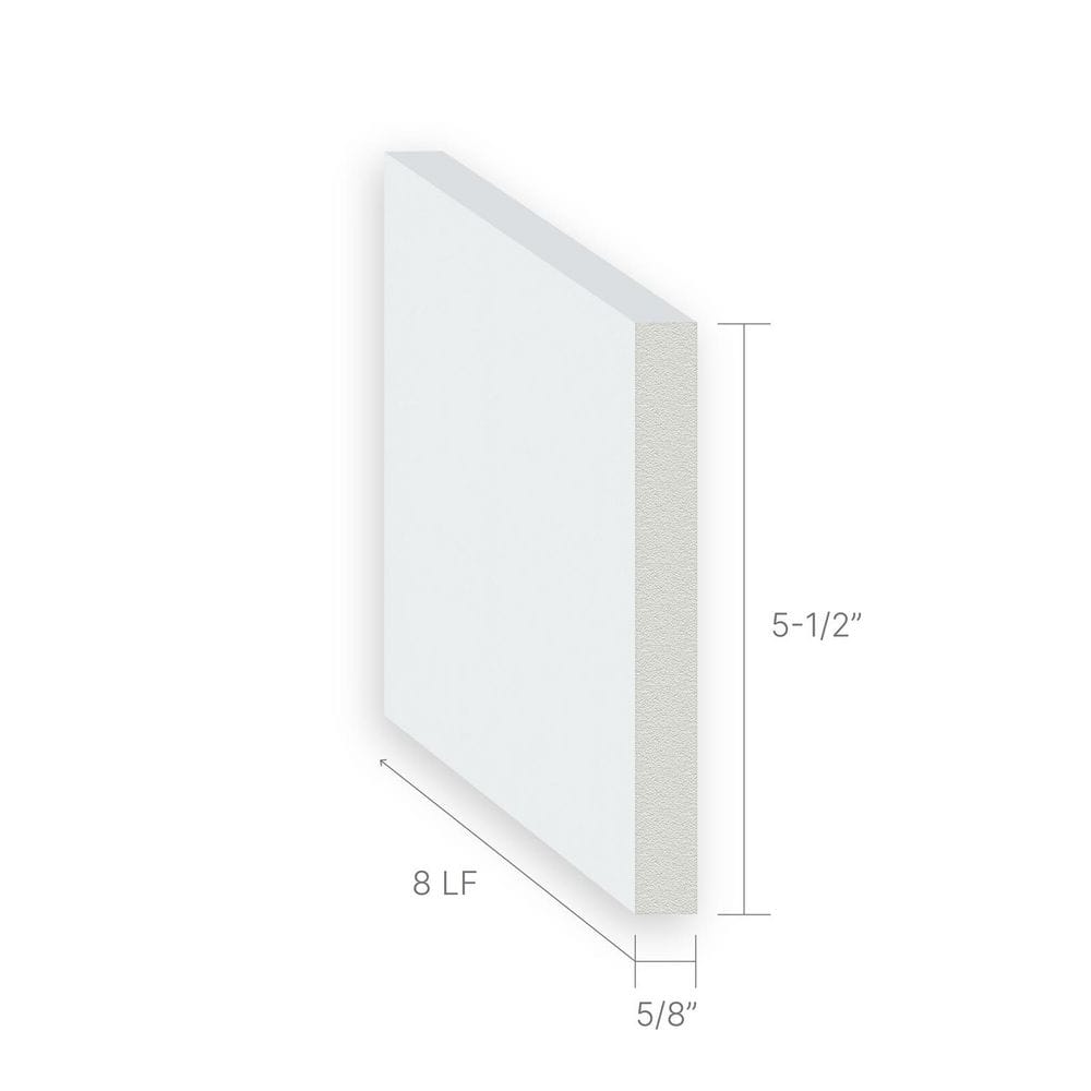 MTRIM 5-1/2 in. x 5/8 in. x 96 in. Baseboard White Prepainted ...