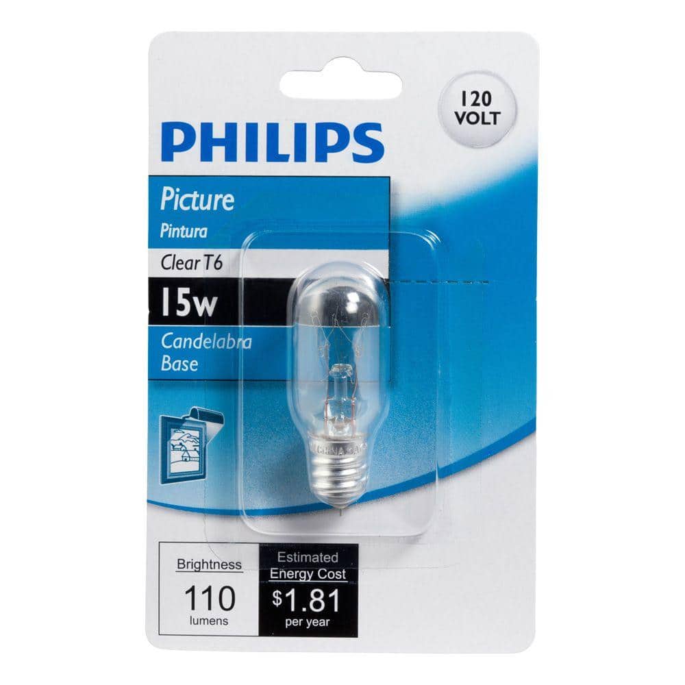 Philips 15-Watt T6 Incandescent Picture Light Bulb 416115 - The Home Depot
