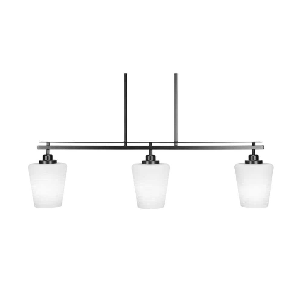 Monroe 3-Light, Matte Black Billiard Light, Any room with 6 in. White ...
