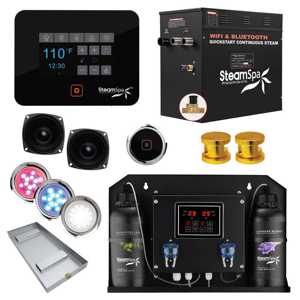 SteamSpa Black Series 10.5kW Steam Bath Generator with Wireless Control ...