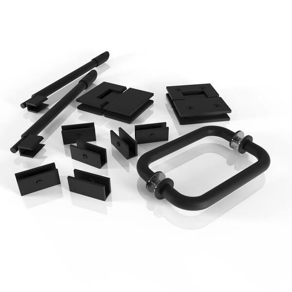 Glass Warehouse 78 in. 90 Degree Glass Hinged Hardware Pack in Matte ...