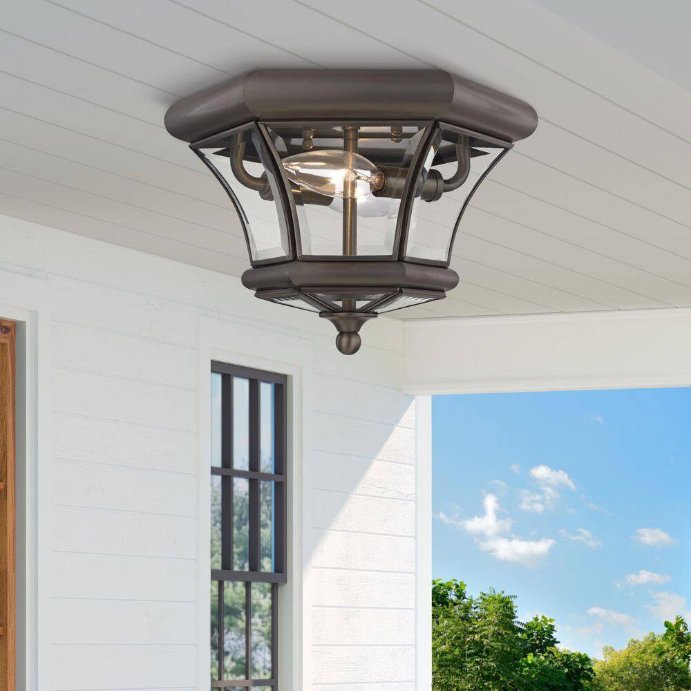 AVIANCE LIGHTING Providence 2-Light 10.5 in. Bronze Clear Beveled Glass ...