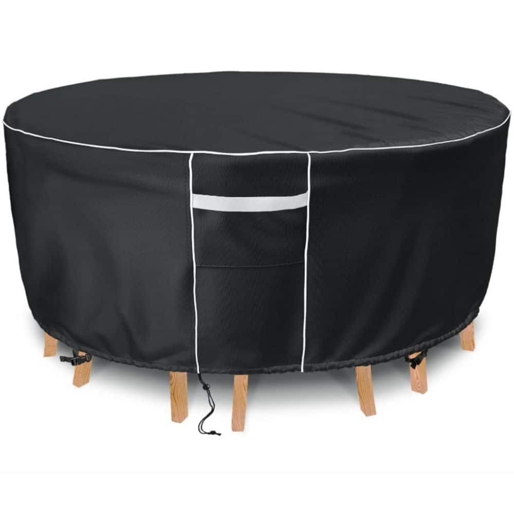 OVCRNIBI Patio Set Round Cover 90.5 in. Outdoor Round Table Cover ...