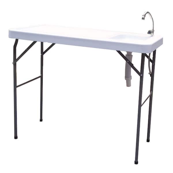 ECOCHIC SPACES INC Portable White HDPE Outdoor Cleaning Table with Sink ...
