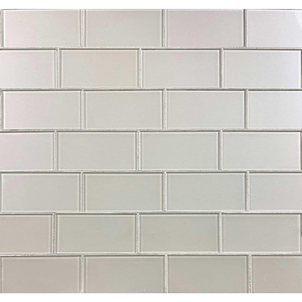 ABOLOS Forever White 3 in. x 6 in. Glossy Glass Peel and Stick Subway ...