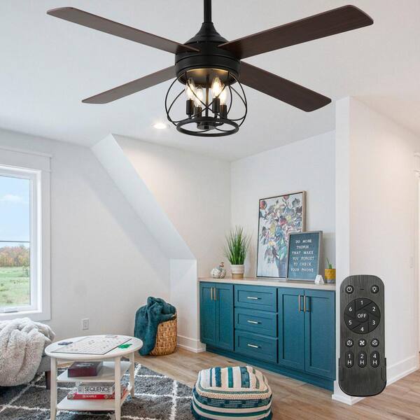 Rustic Industrial Ceiling Fan Vintage Industrial 52" Lighted Ceiling