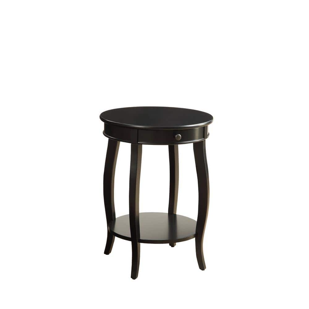 Donason 18 in. Black Short Round End Table Wood End Table ZY-P538962 ...