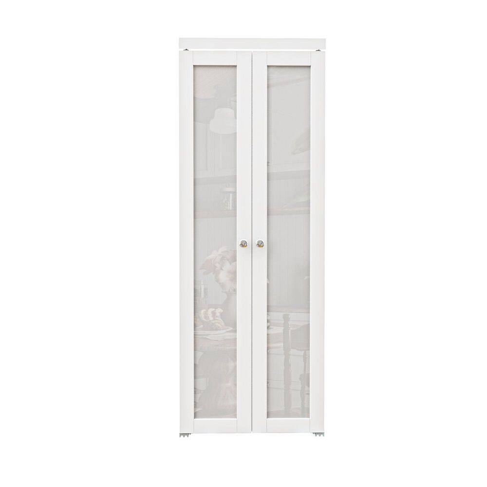 ARK DESIGN 30 in. x 80 in. 1-Lite Frosted Glass Solid Core White ...