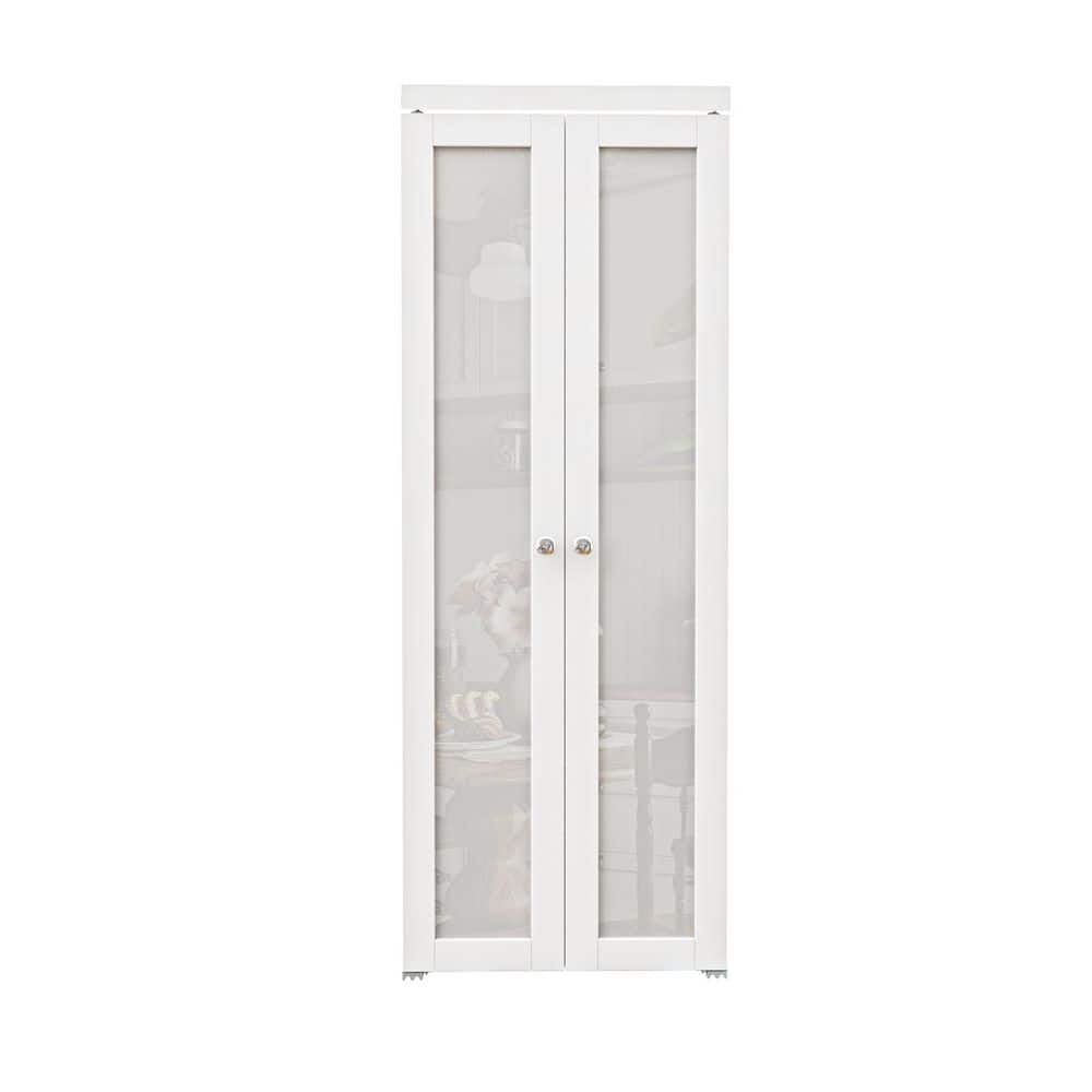 ARK DESIGN 30 in. x 80 in. 1-Lite Frosted Glass Solid Core White Primed ...