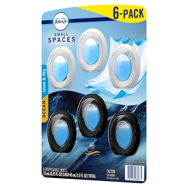 Febreze 0.25 oz. Small Spaces Ocean Linen and Sky Scent Automatic Air Freshener Dispenser 6 Pack 003077208587 The Home Depot