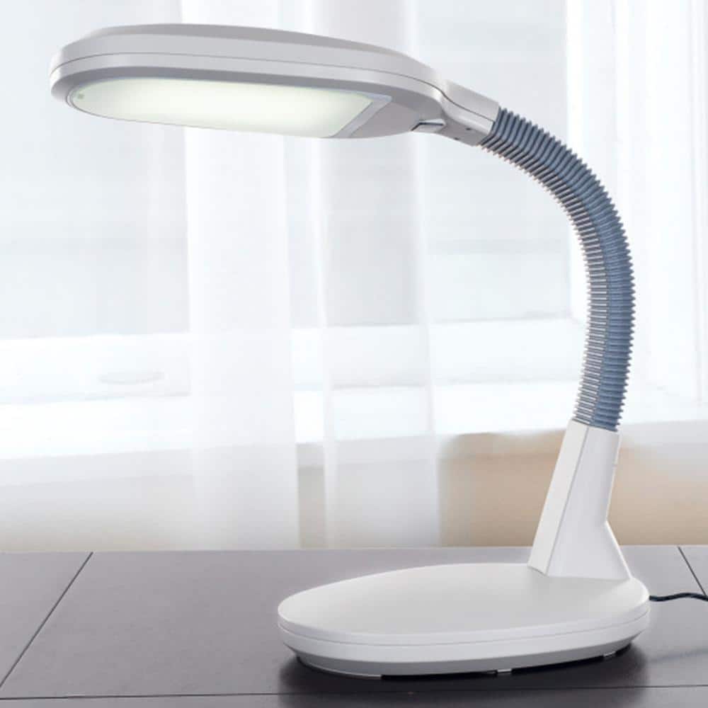 Lavish Home 26 in. LED Desk Lamp, White Sunlight Lamp with Adjustable ...