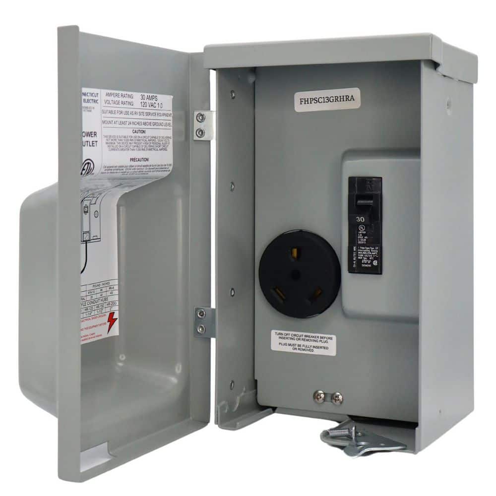Connecticut Electric 30 Amp RV Power Outlet with 30 Amp Single-Pole ...