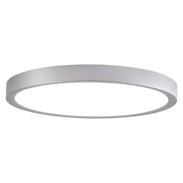 ADSENSTY 9.06 in. 1Light Silver Modern Round LED Flush Mount Ceiling ...
