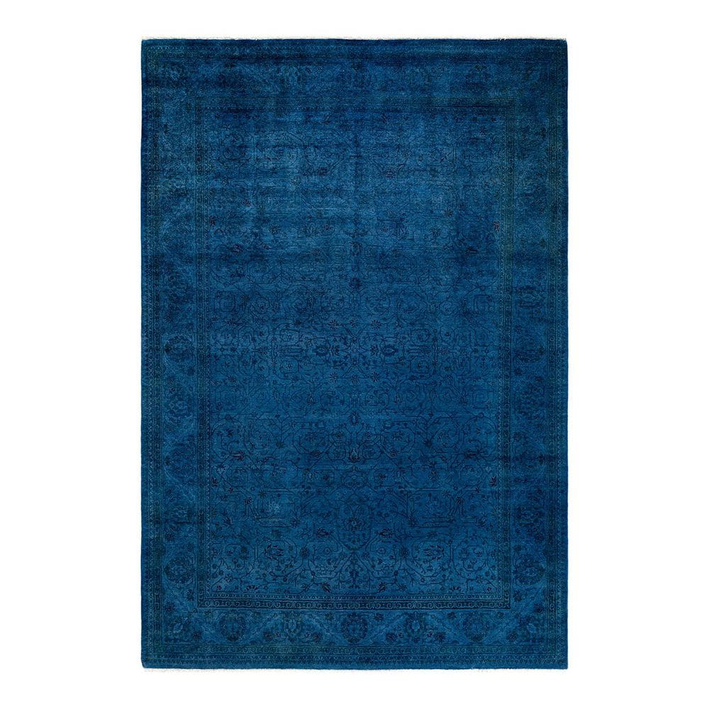 Chloe & Olivia Home Overdyed Blue 6 ft. x 9 ft. Solid Wool Indoor Area Rug M1450-246 - The Home ...