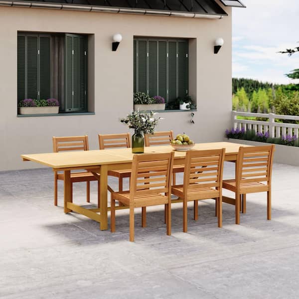 Amazonia Legzira 7-Piece Teak Finish Wood 100% FSC Rectangular Patio Dining Set LEYLOT_6_470-T ...