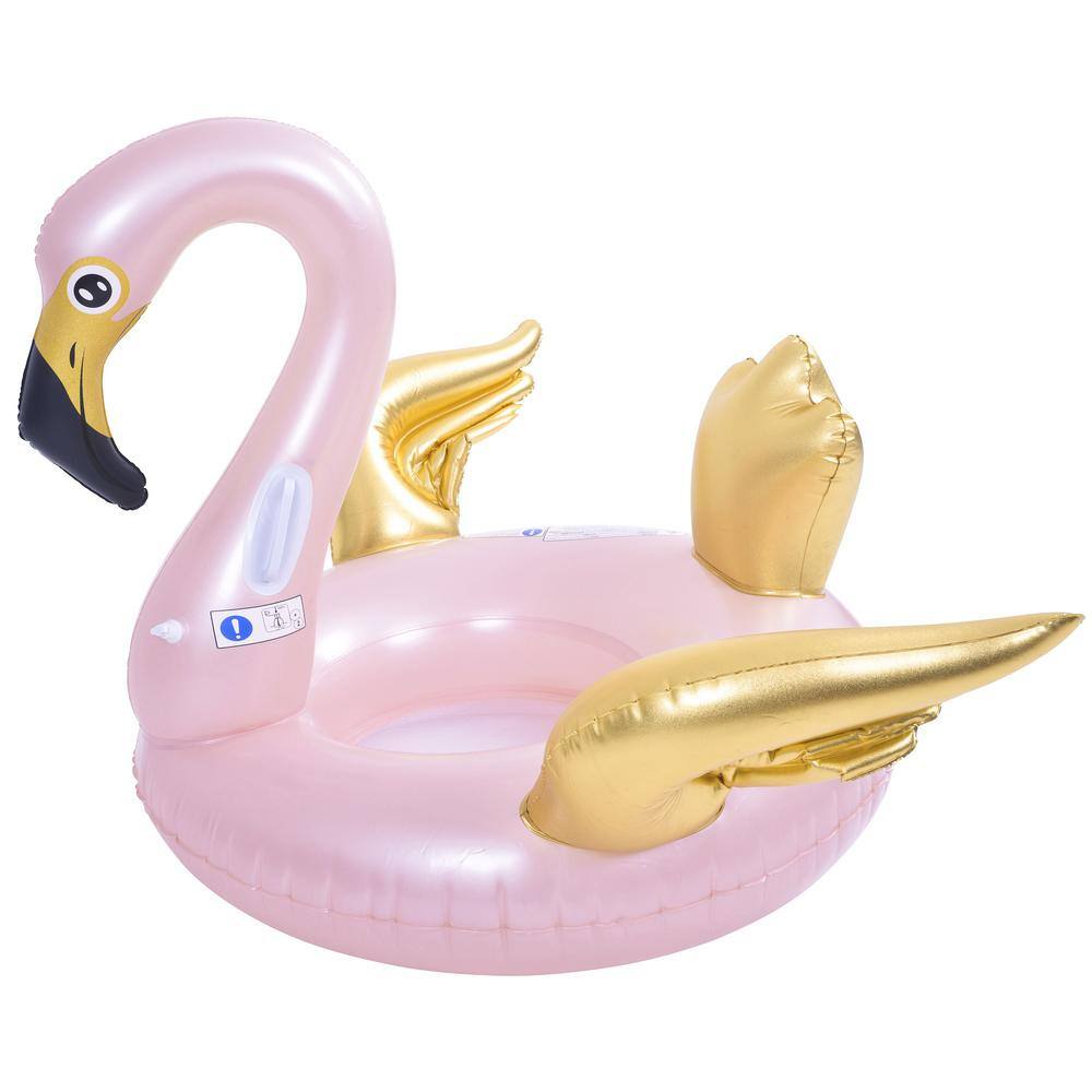 Pool Central 45 in. Inflatable Pink and Gold Sparkle and Shine Flamingo ...