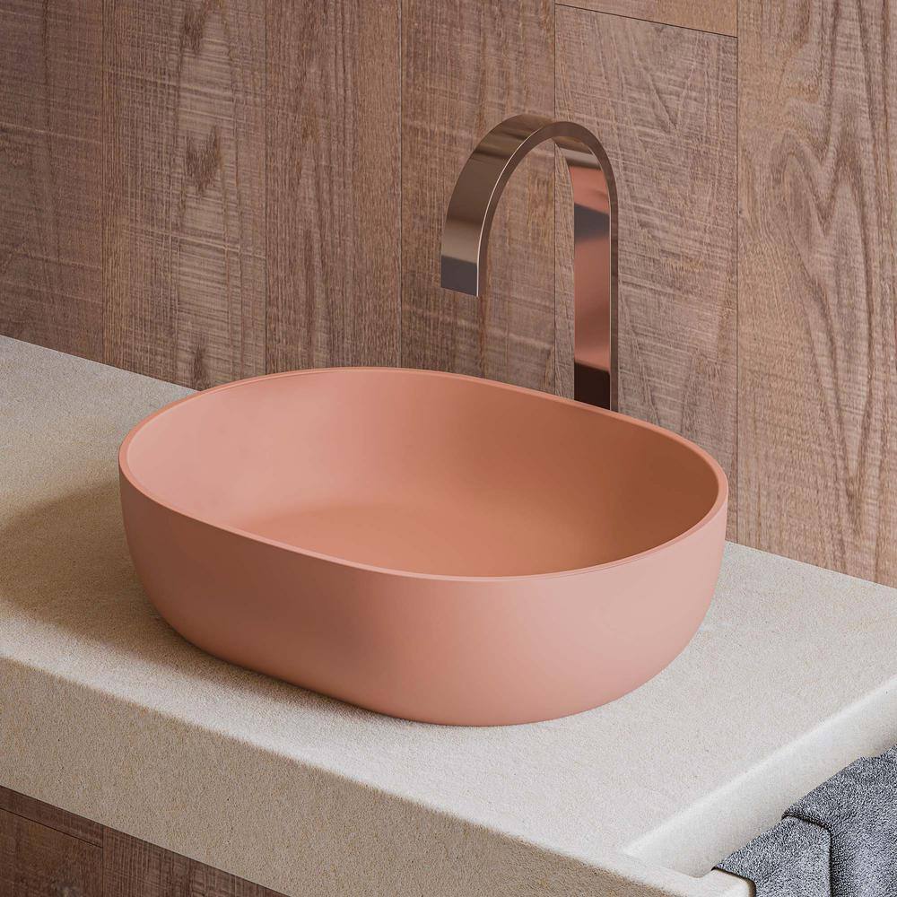 Ruvati Canali 19 in. Vessel Bathroom Sink in Sedona Clay Solid Surface ...