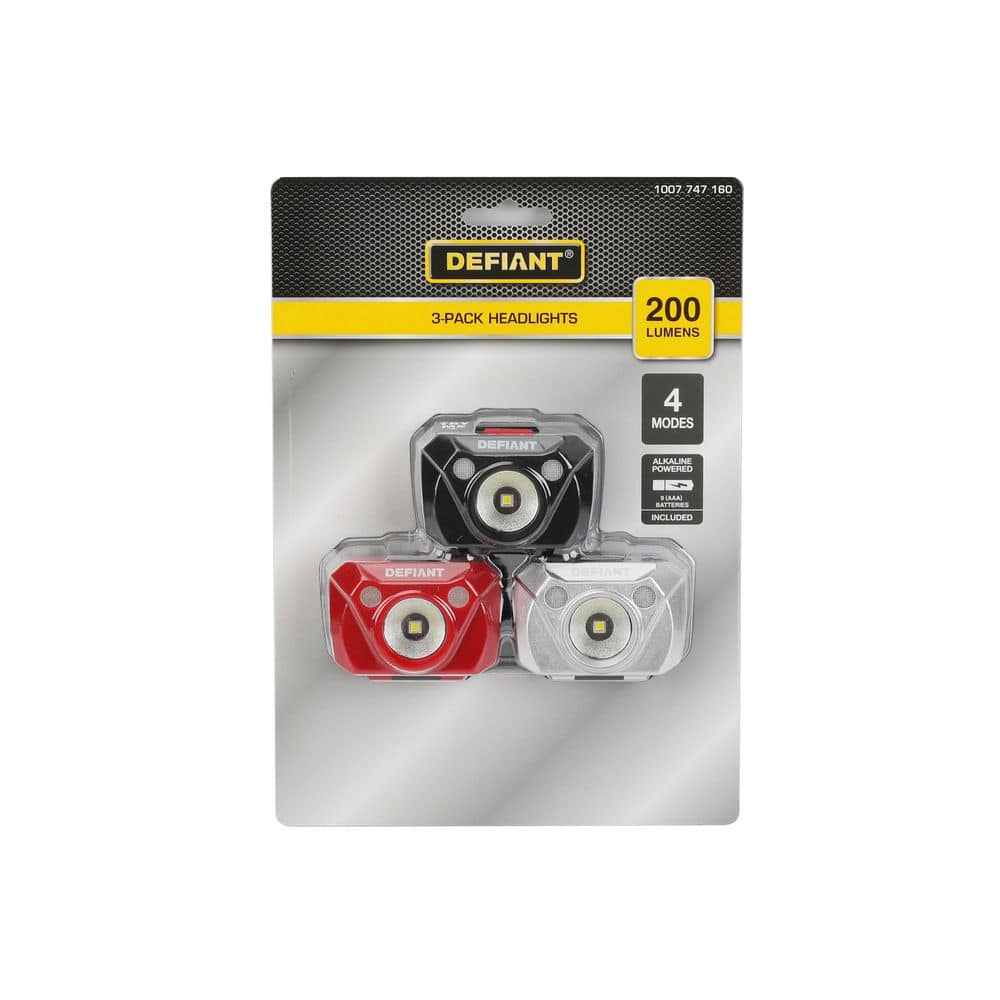 Defiant 3-Pack 200 Lumens Headlights 90651 - The Home Depot