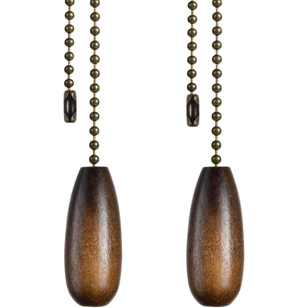 phyfalip 12 in. Bronze Ceiling Fan Pull Chains with Walnut Wooden Pulls ...