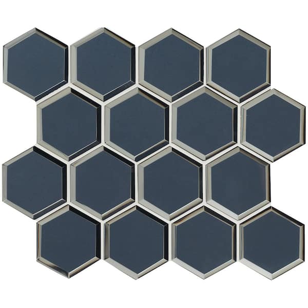 MSI Take Home Sample - Vague Blue Hexagon 4 in. x 4 in. Glass Mesh ...