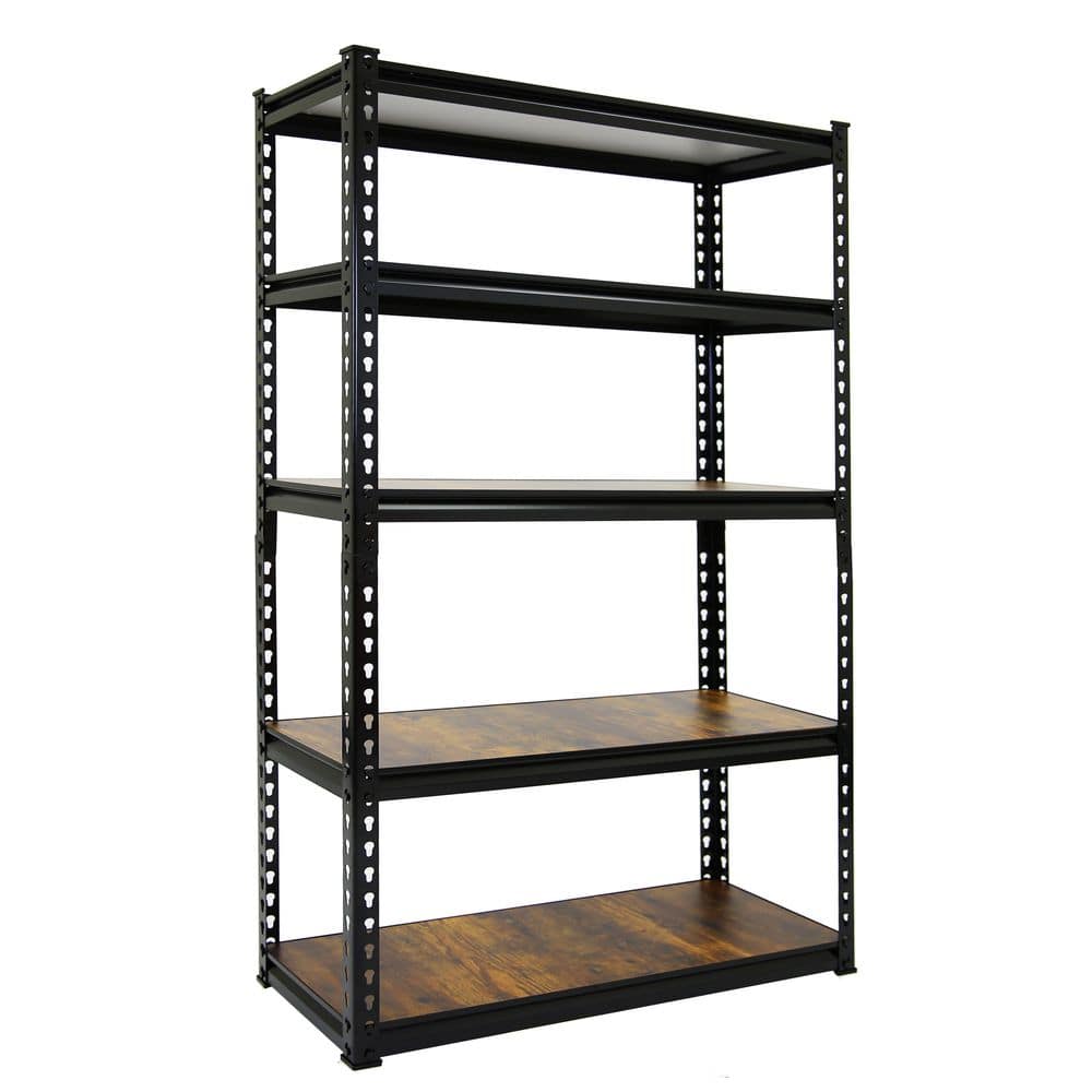 KING'S RACK Black 5-Tier Boltless Tier Height Adjustable Steel Garage ...