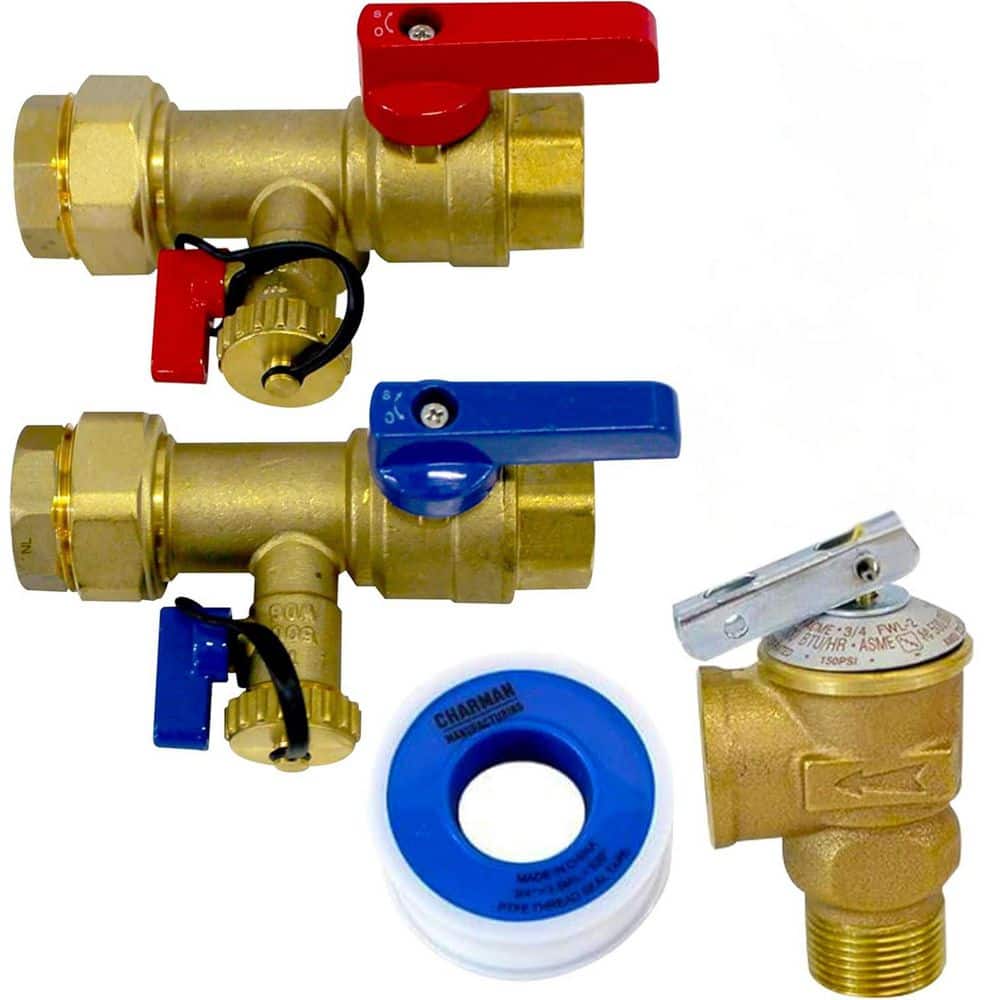 CMI inc 1 in. Tankless Ecosmart Brass Water Heater Isolation Service Flush Valve Kit 3008 - The ...