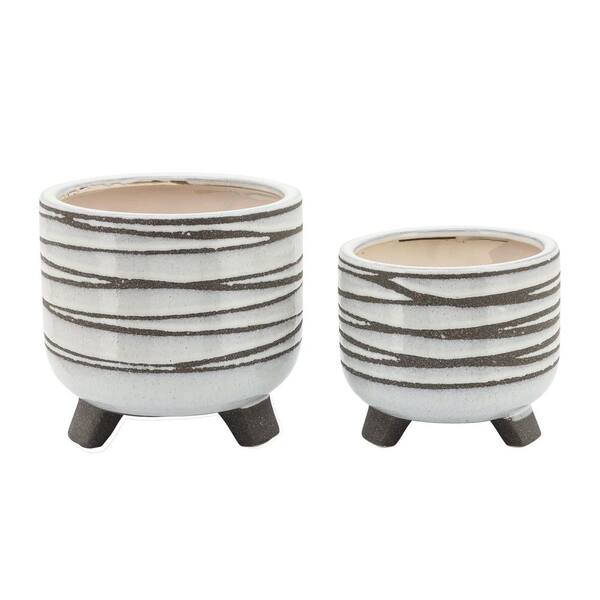 Flynama S/2 6/8 in. Ceramic Footed Planter in White JY-B079106815 - The ...
