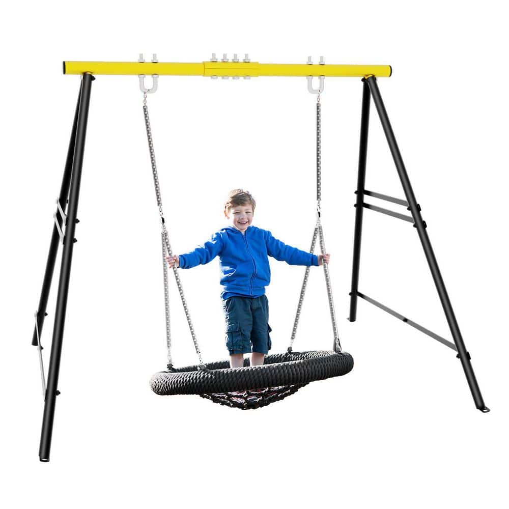 maocao hoom Metal Swing Stand Swing Sets for Backyard with Extra Side ...