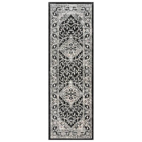 Gertmenian & Sons Heirloom Fluer Black 2 ft. x 6 ft. Oriental Medallion ...