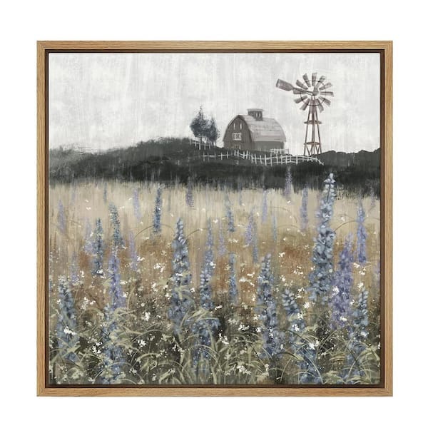 Framed Wood Countryside Wildflower Field Canvas Print 14 in. x 14 in ...