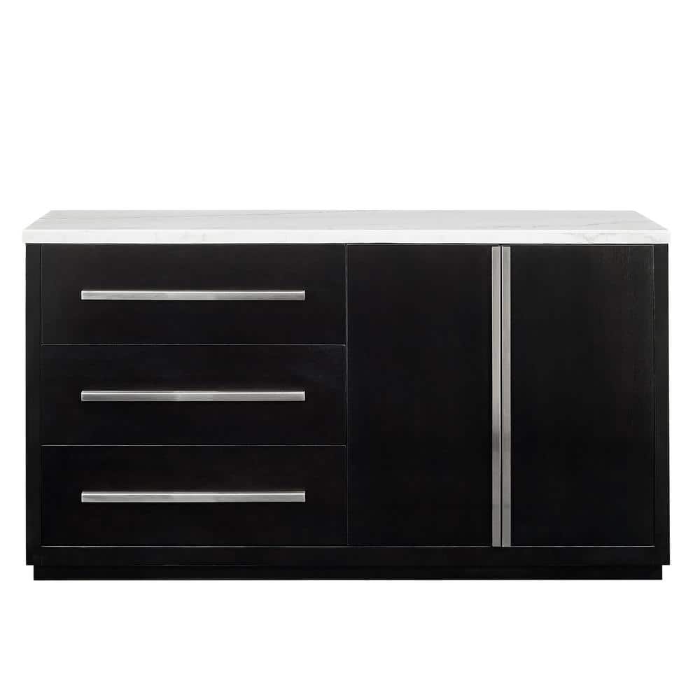 Steve Silver Camila Ebony and Marble 66 in. Sideboard with White Marble ...