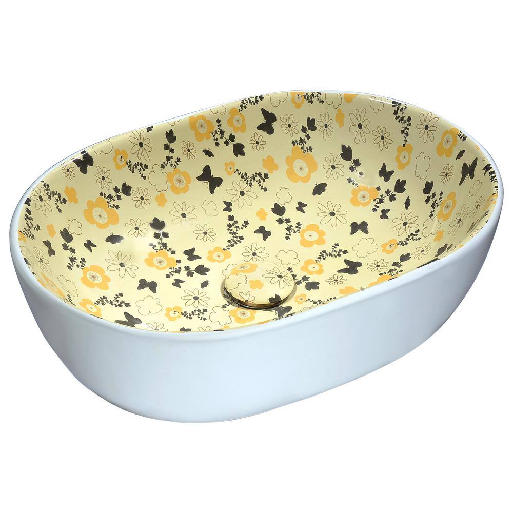 ANZZI Franco Series Oval Ceramic Vessel Sink in Lemon Yellow LS-AZ264 ...
