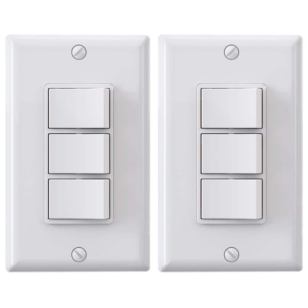 ELEGRP 15 Amp Decorator Combination 3 Single Pole Rocker Switches, Wall ...