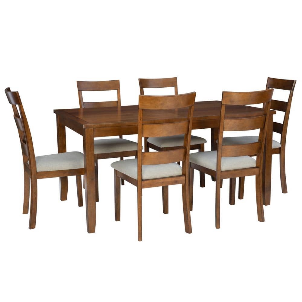 Linon Home Decor Luka Walnut 7 Piece Dining Set HD222020 - The Home Depot