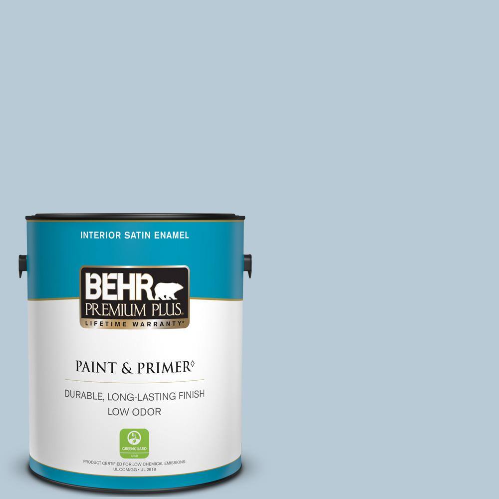BEHR PREMIUM PLUS 1 gal. #PPU14-15 Denim Light Satin Enamel Low Odor ...