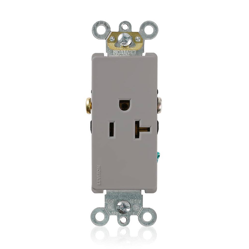 Leviton Decora Plus 20 Amp 125 V Single Outlet/Receptacle, Gray (1-Pack ...