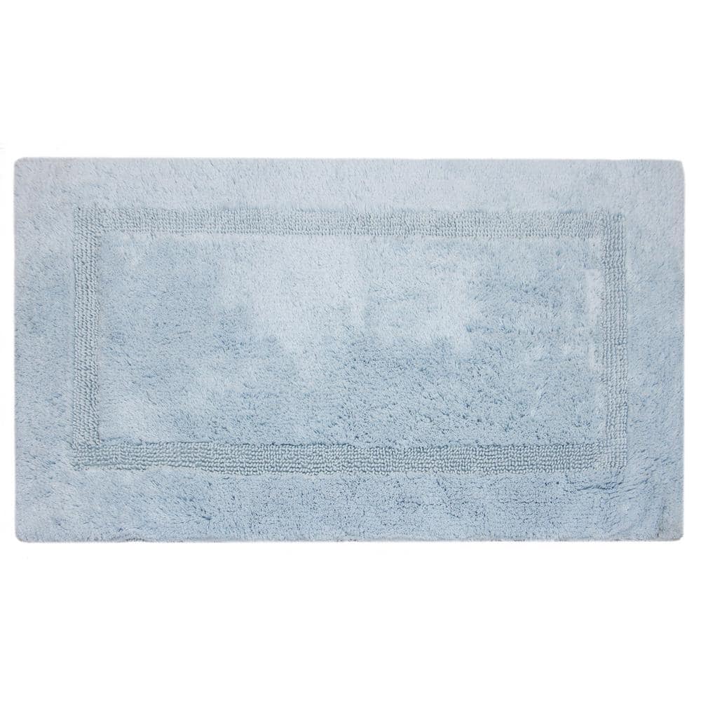 Aqua 21 in. x 34 in. Inset Border Cotton Bath Mat 86IBO5404021x34 - The ...