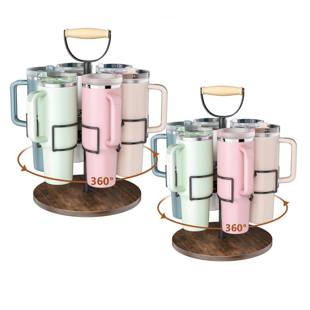 Wudkey 2-Piece 6 Cup Holder Black Mug Tree, Water Bottle Storage Rack ...