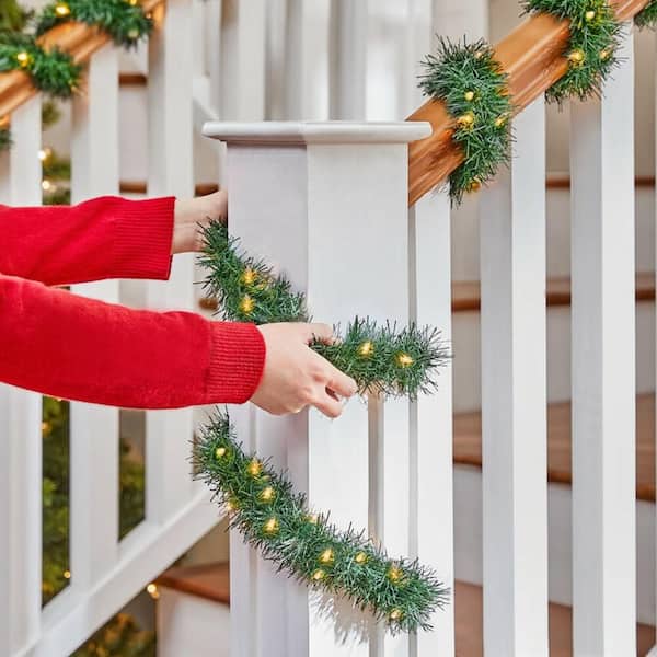 Pre Lit Garland Christmas 9' X 14" Annabelle Pine Garland Clear LED