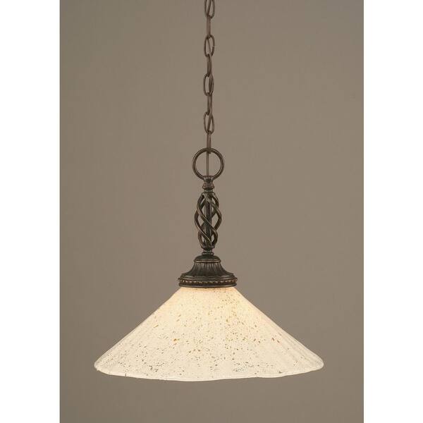 Bridgewater 100-Watt 1-Light Dark Granite Shaded Pendant Light with 16 ...
