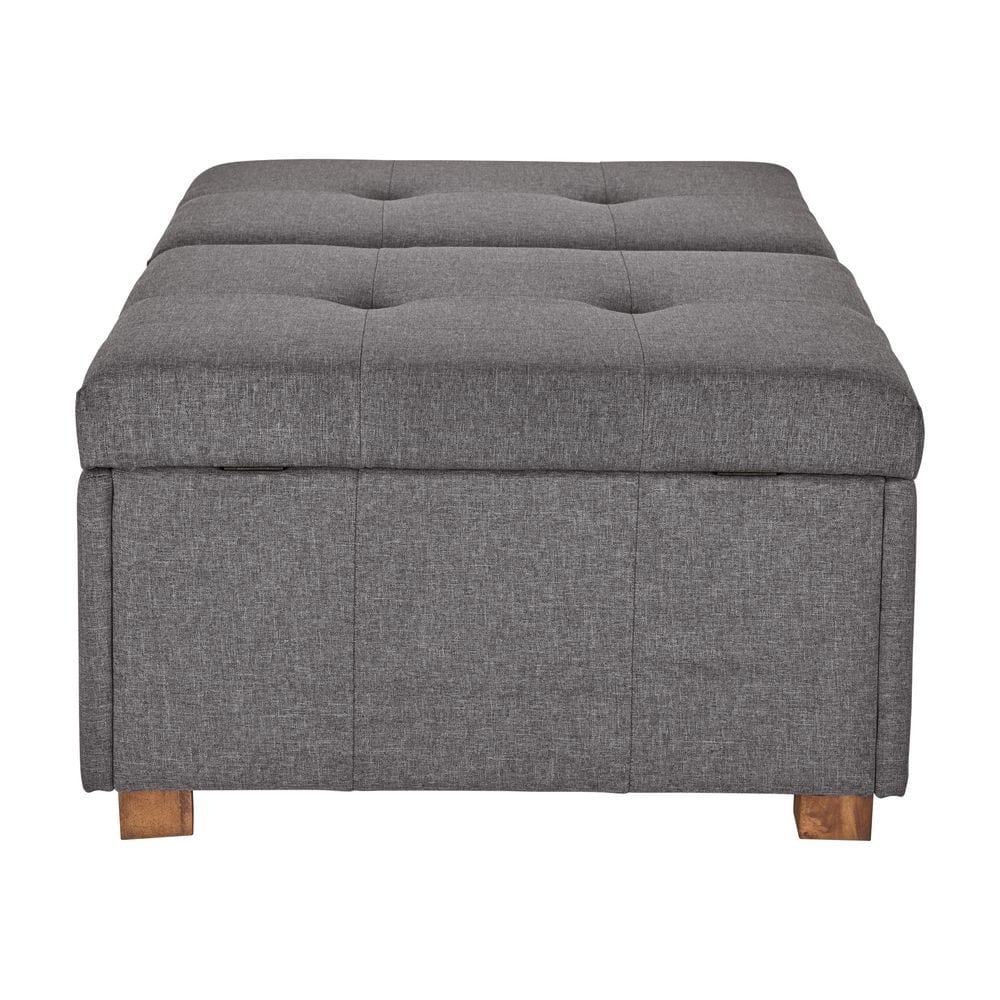 CorLiving Yves Silver Brown Double Storage Ottoman Bench LAD-839-O ...