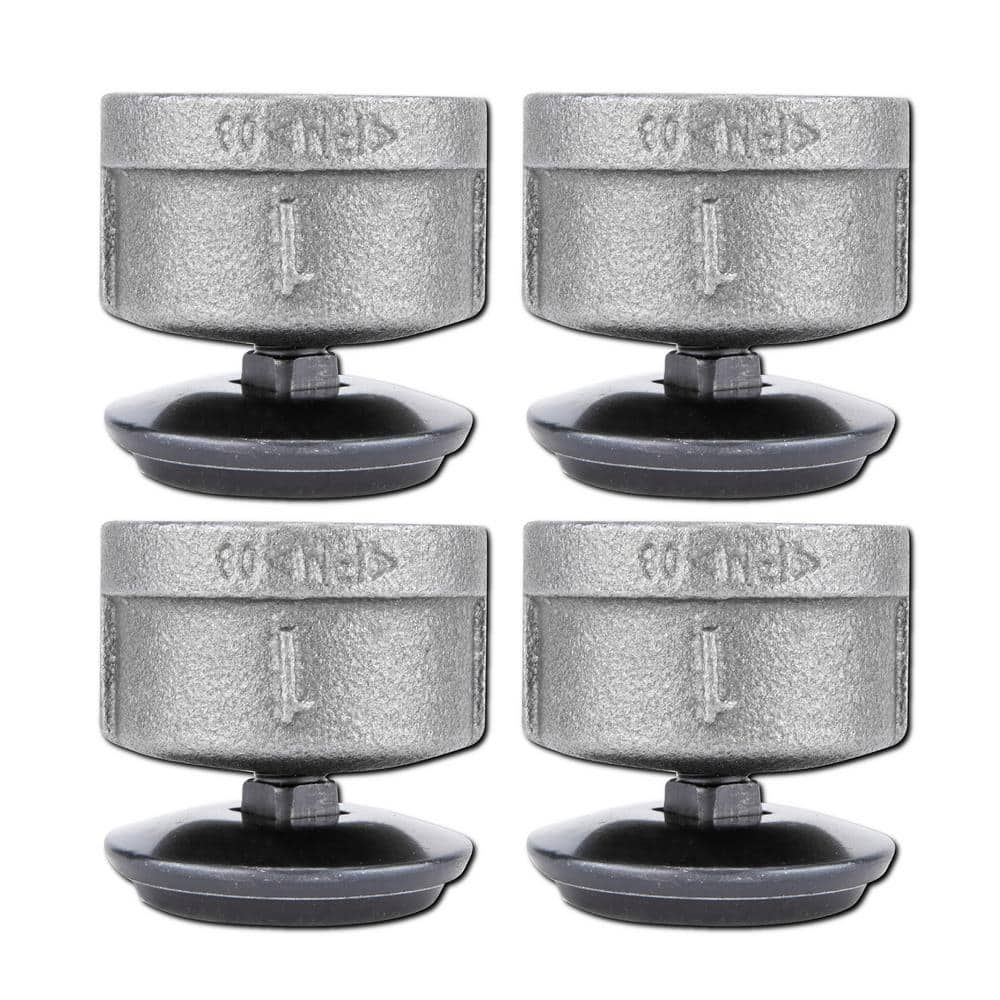 PIPE DECOR 1 in. Black Malleable Iron Cap with Plastic Leveler Foot for ...