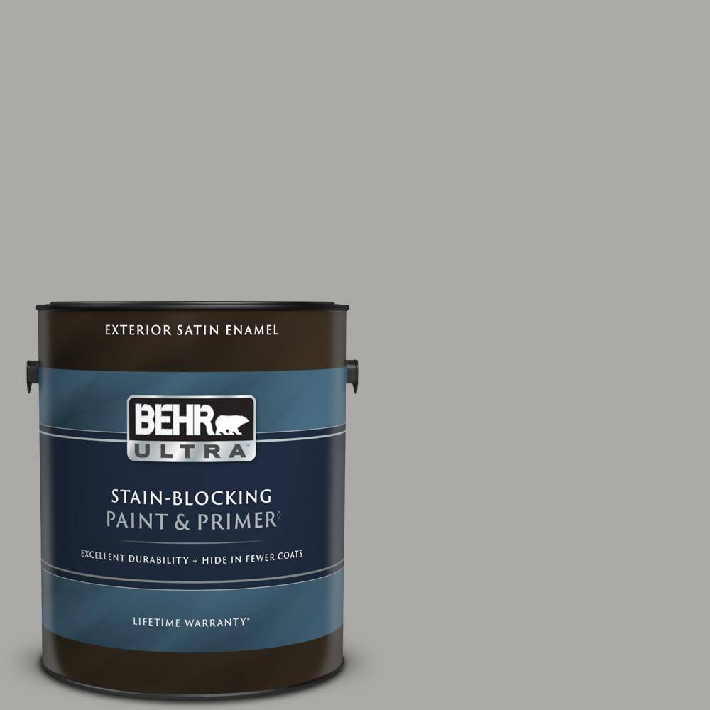 BEHR ULTRA 1 gal. #PPU18-14 Cathedral Gray Satin Enamel Exterior Paint ...