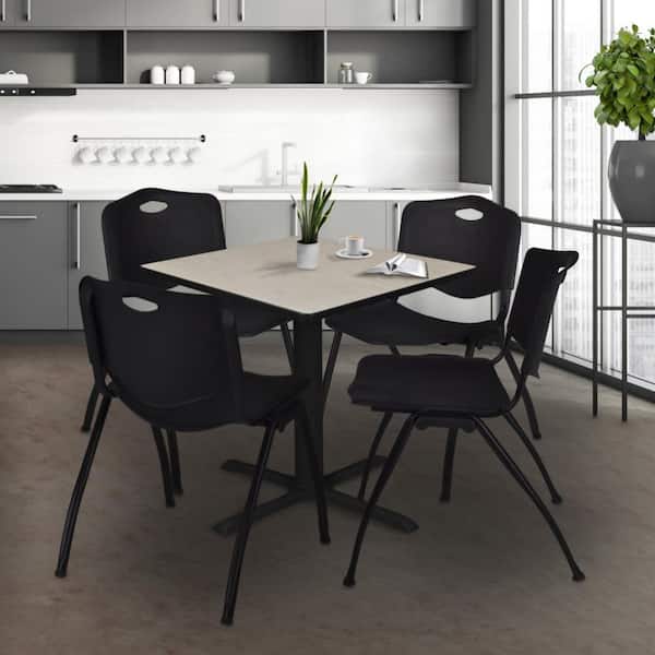 Regency Cain 36 in. Maple Square X-Base Breakroom Table Desk and 4 M ...