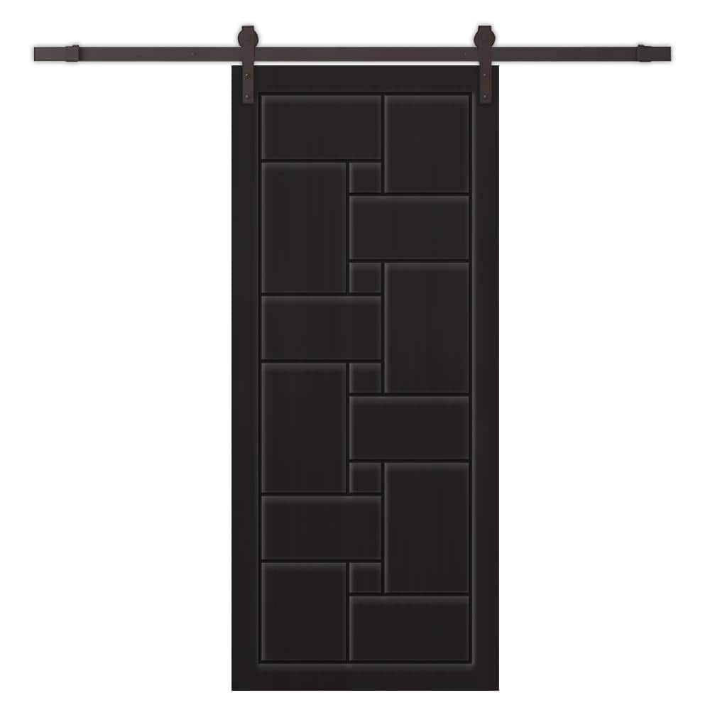 CALHOME 42 in. x 84 in. Black Painted Composite MDF Paneled Interior ...