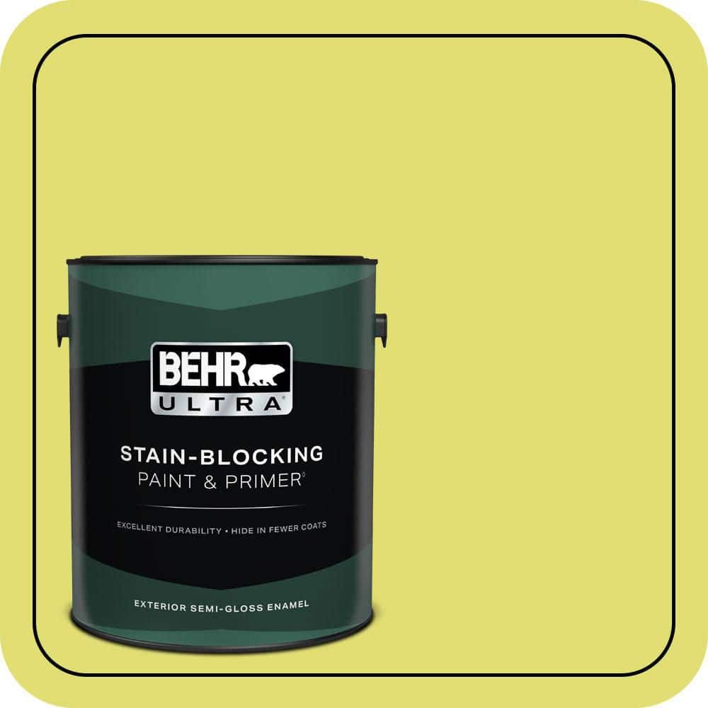 BEHR ULTRA 1 gal. #400B-4 Citron Semi-Gloss Enamel Exterior Paint ...